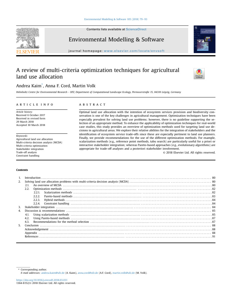 A Review of Multicriteria Optimization Techniques For Agricultur 2018 | PDF | Mathematical ...