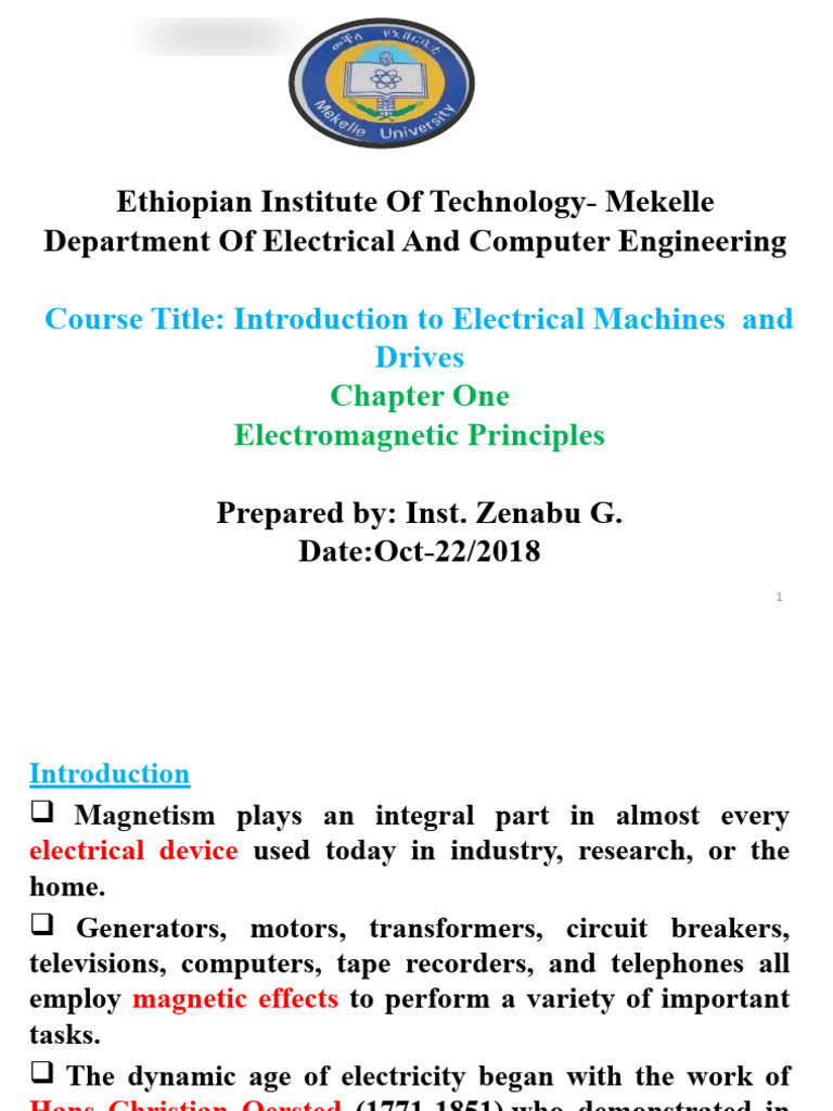 Chapter One Electromagnetic Principle-1 | PDF | Electromagnetic ...