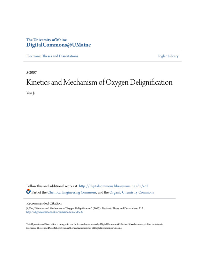 Thesis Oxi DeLignification | PDF | Lignin | Reaction Rate
