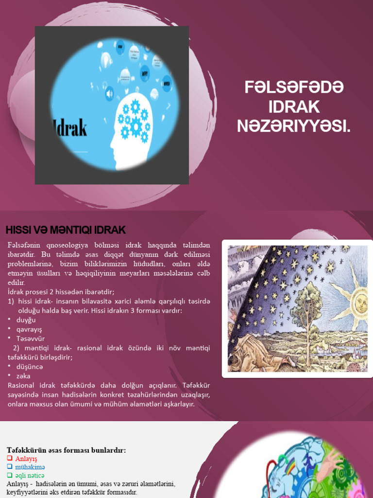 FƏLSƏFƏDƏ Idrak Nəzəriyyəsi | PDF