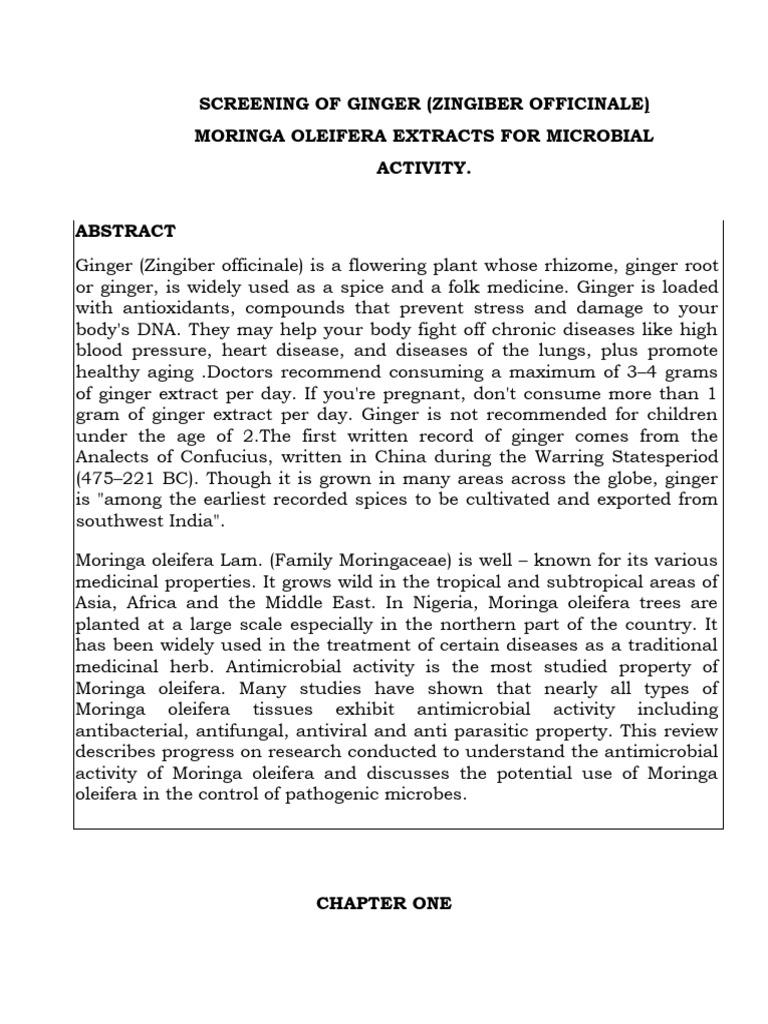 Chinyere Ann Project... SLT-1 | PDF | Ginger | Antimicrobial