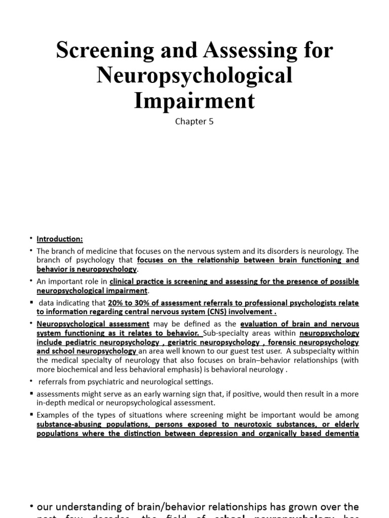 Neuropsychological Impairment Assessment | PDF | Neuropsychology ...