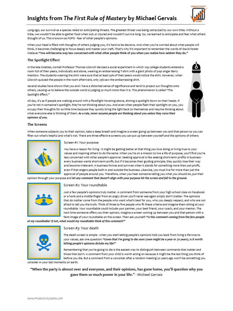 The First Rule of Mastery (Summary) | Download Free PDF | Thought