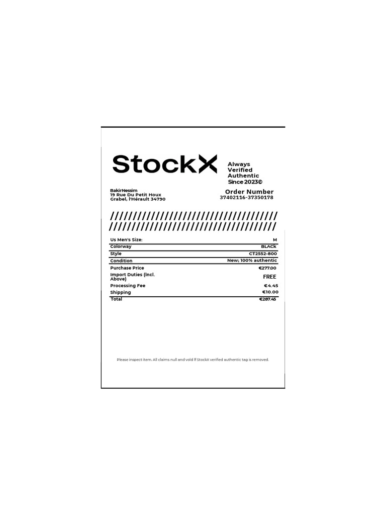 -Facture-StockX | PDF