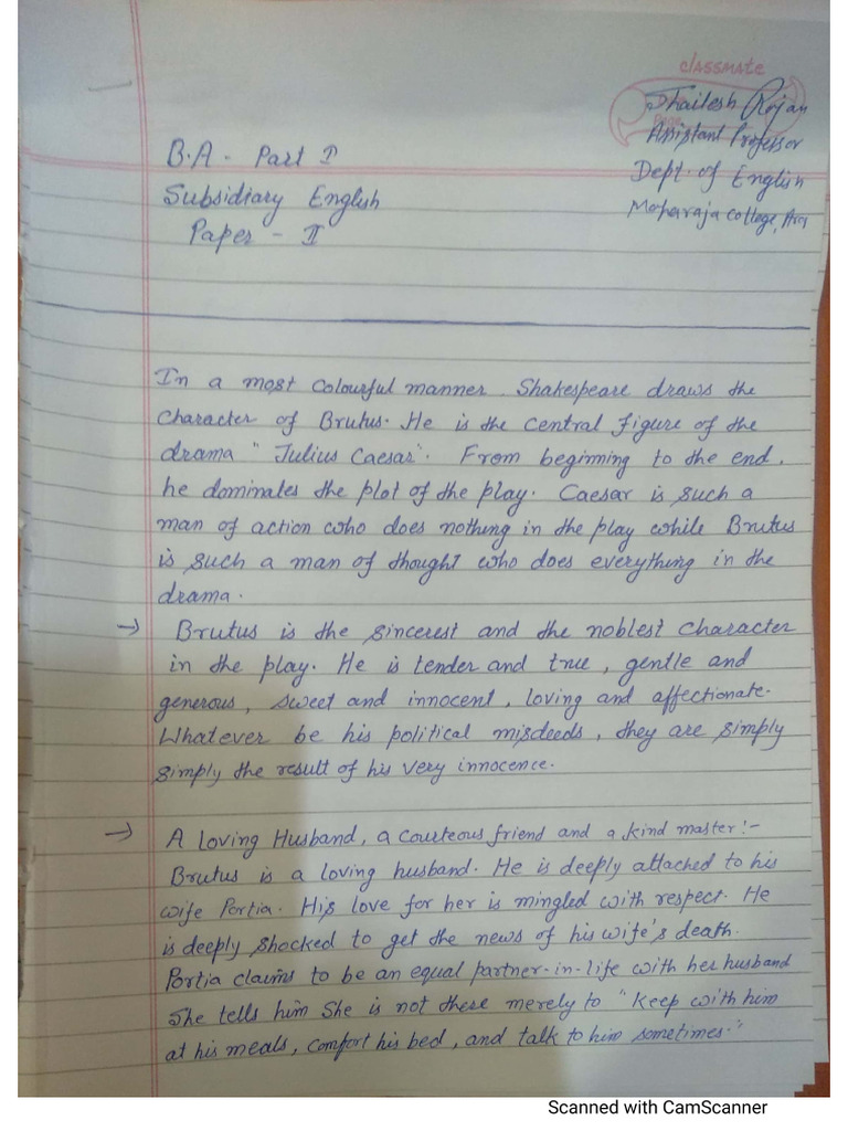 Character Sketch of Brutus | PDF