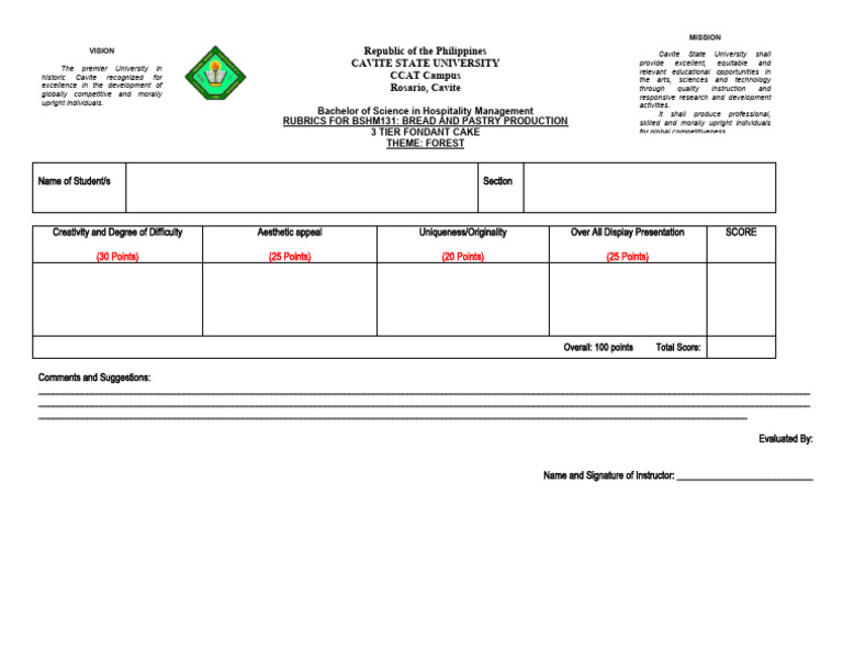 Baking Rubrics Fondant Cake | PDF | Foods | Baking