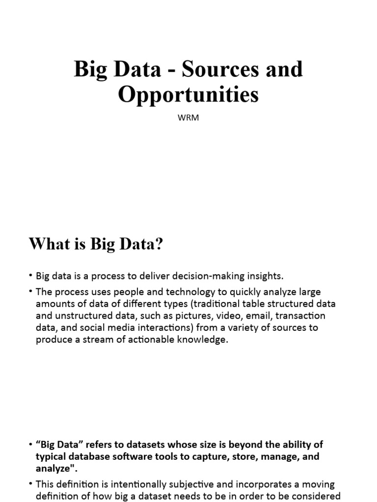Big Data - Sources and Opportunities | PDF | Coefficient Of ...