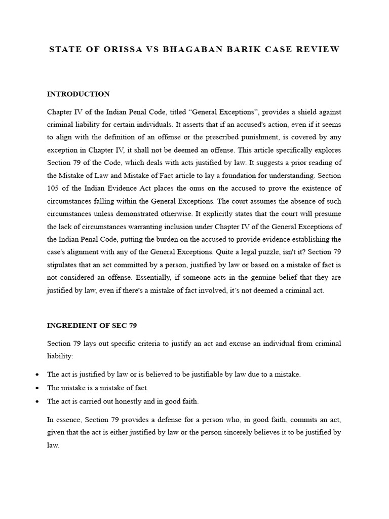 State of Orissa Vs Bhagaban Barik Case Review | PDF | Crimes | Crime & Violence