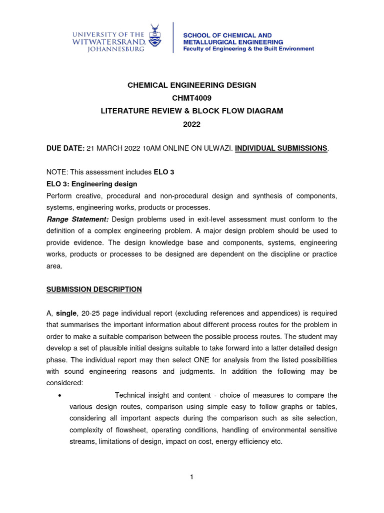 CHMT4009 Bfd&lit2022 | PDF | Engineering | Engineering Design Process