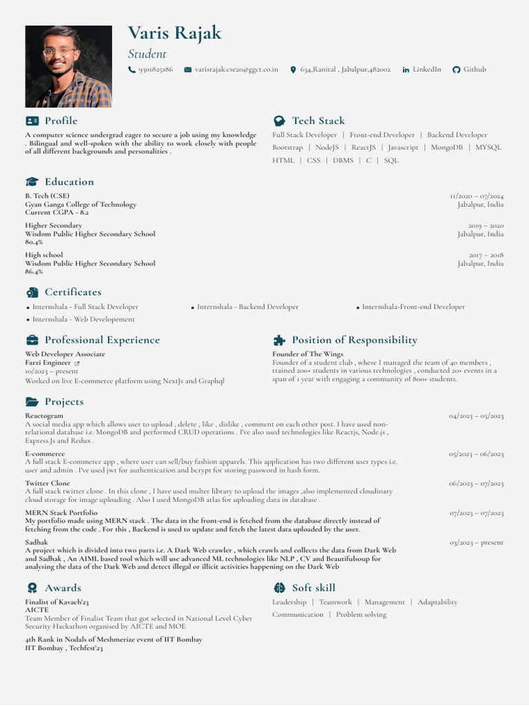 Varis Rajak Resume | PDF | Web Development | Software