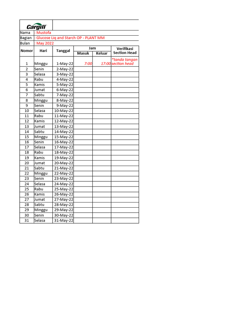 Format Absensi Manual | PDF