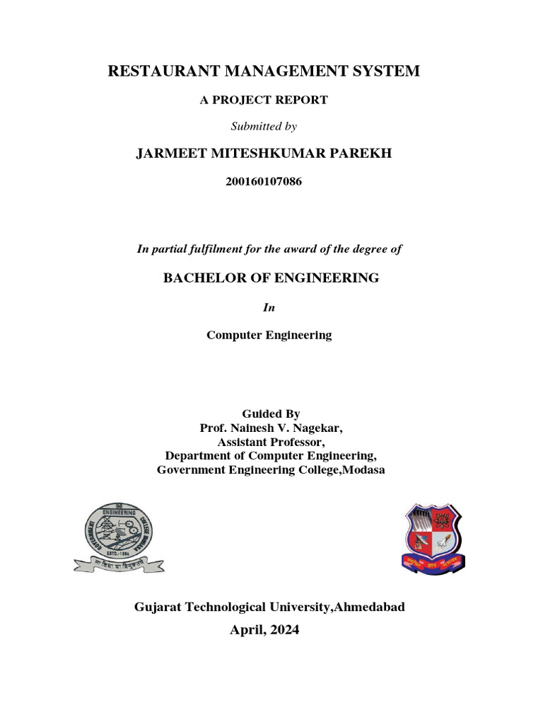 Restaurant System Project Report | PDF | Software Development Process ...