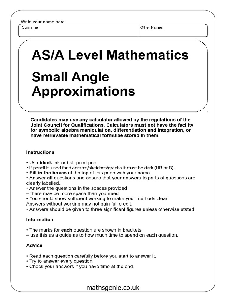 A Pure Small Angle Approximations | PDF | Pi | Mathematics