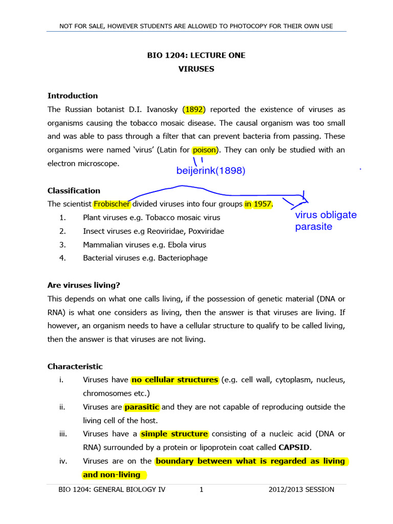 Bio 1204 Pdf Virus Spore