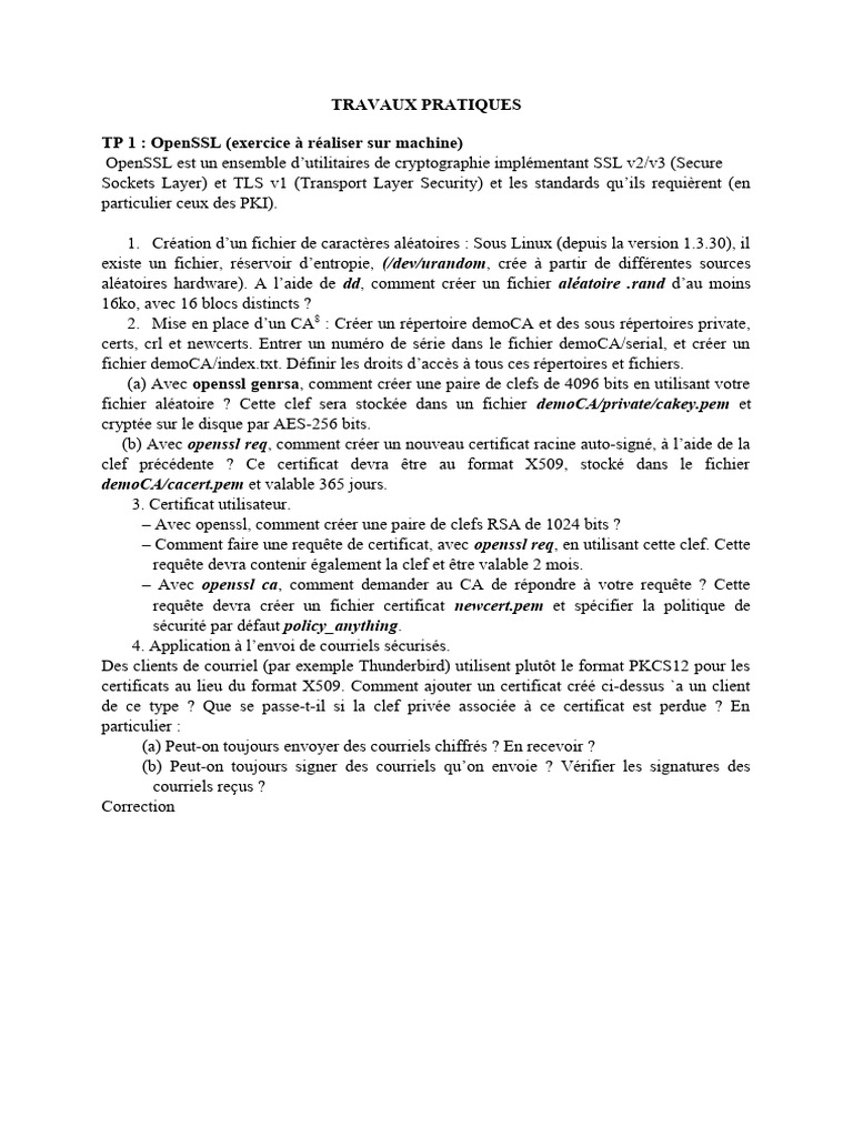 TP 1&2 Corrigés | PDF | Enveloppe de protection | Public-key cryptography