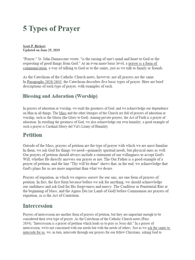 5 Types of Prayer | PDF | Prayer | Catholic Liturgy