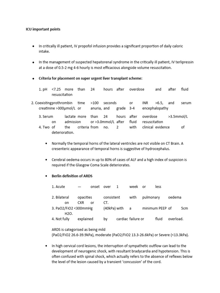 DR Ahmed. Intensive Care Unit Book Important Points | PDF | Thrombosis | Heart