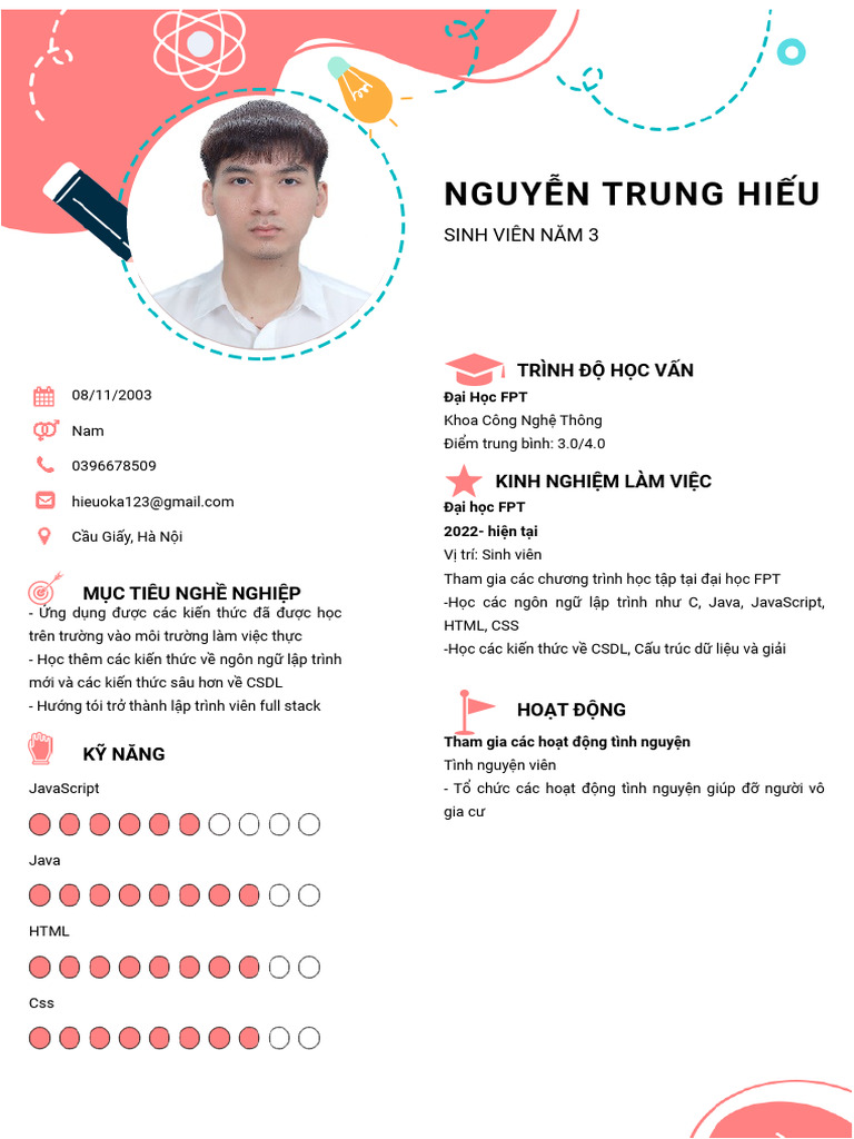 (FU) CV Intern NodeJs - Nguyen Trung Hieu | PDF