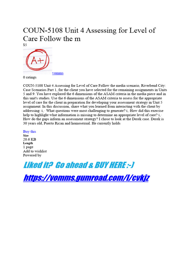 ASAM Criteria: Level of Care Assessment | PDF