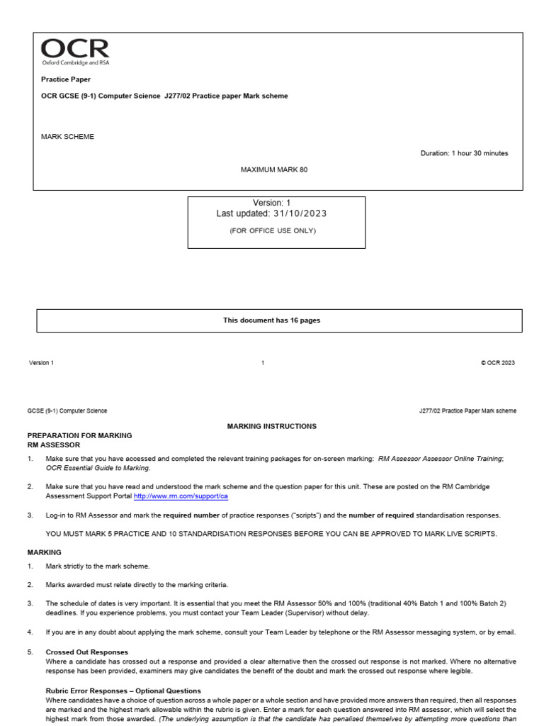 Mark Scheme Practice 2023 J27702 Pdf Boolean Data Type Parameter Computer Programming