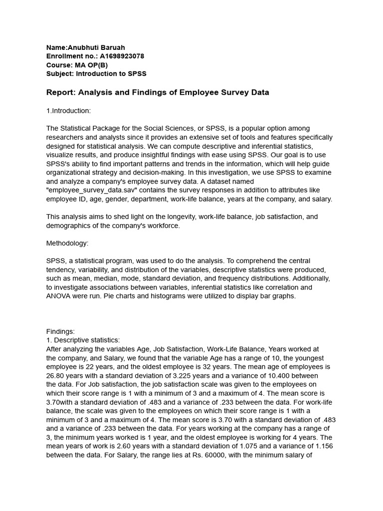 SPSS Employee Survey Data Analysis | PDF | Statistics | Job Satisfaction