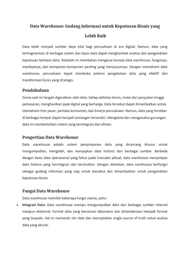 Data Warehouse | PDF | Bisnis