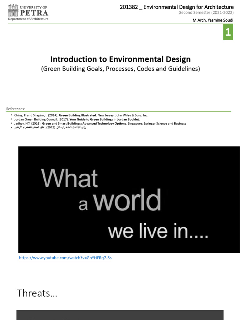Introduction To Env. Design | PDF | Green Building | Energy Development