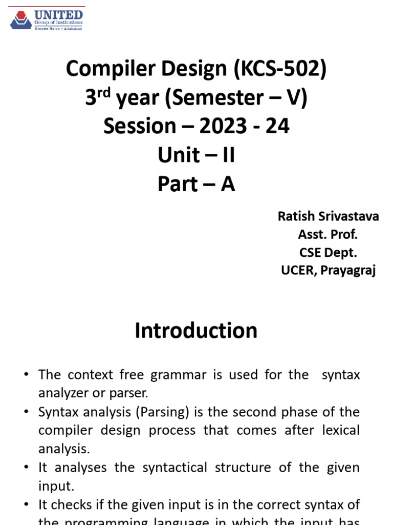Compiler Design for CSE Students | PDF | Parsing | Syntax (Logic)