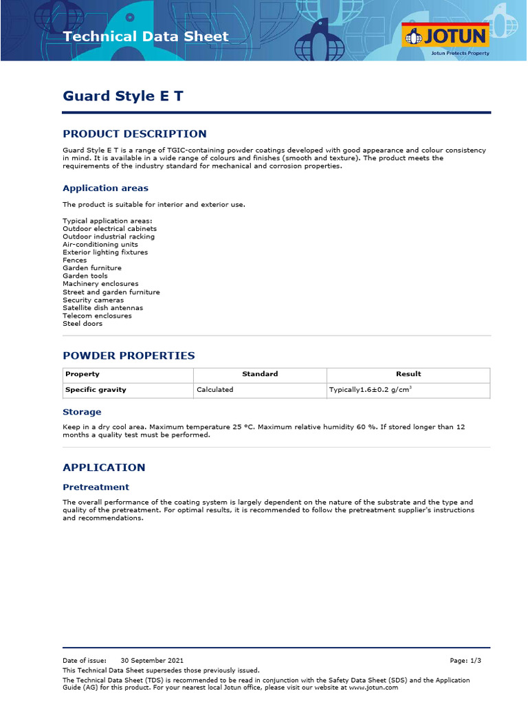 Guard Style E T Powder Coating TDS | PDF | Materials | Building Engineering