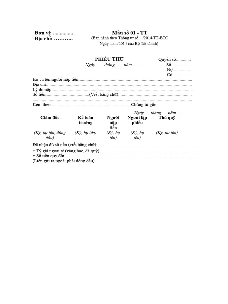 Mau Phieu Chi Theo TT 200 | PDF