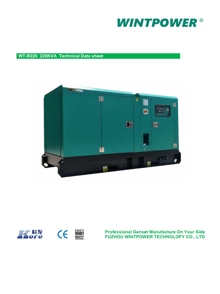 6126 42DE 220KVA Technical Specification | PDF | Engines | Electricity
