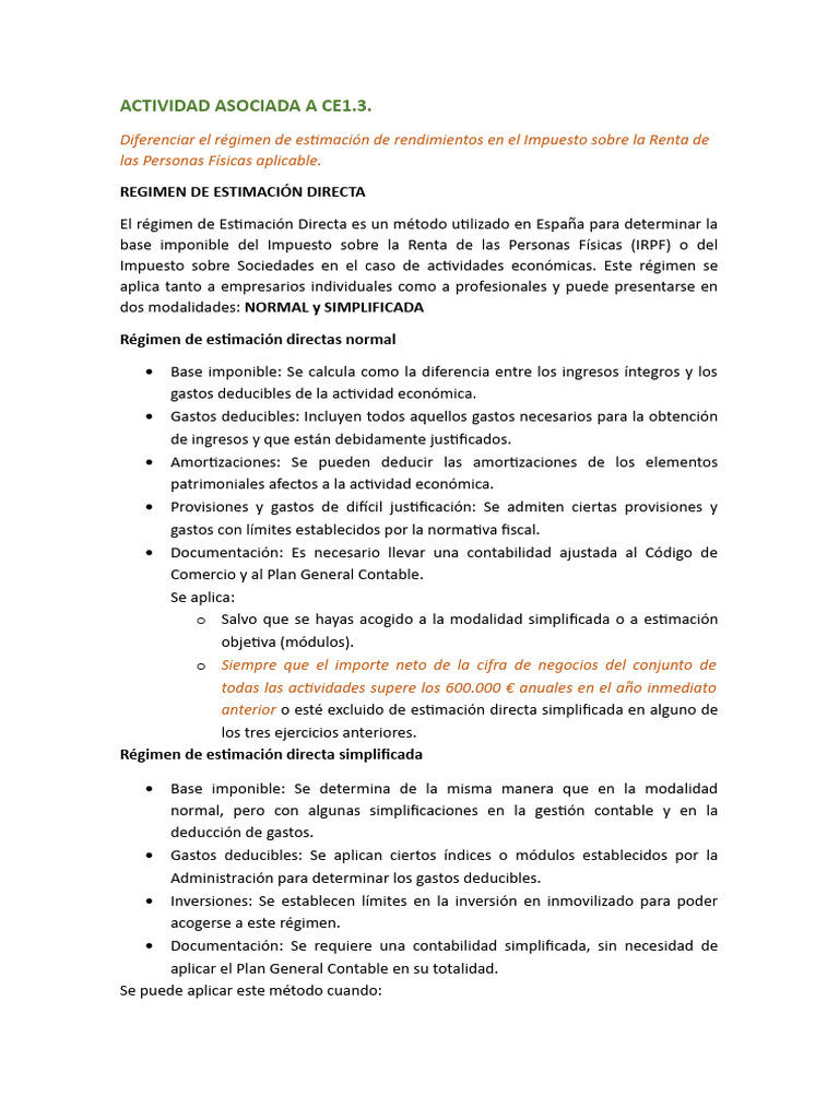 Actividad Asociada A CE1.3. (U4) | PDF | Contabilidad | Impuestos