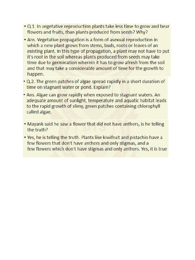 Reproduction in Plants PPT Qs | PDF