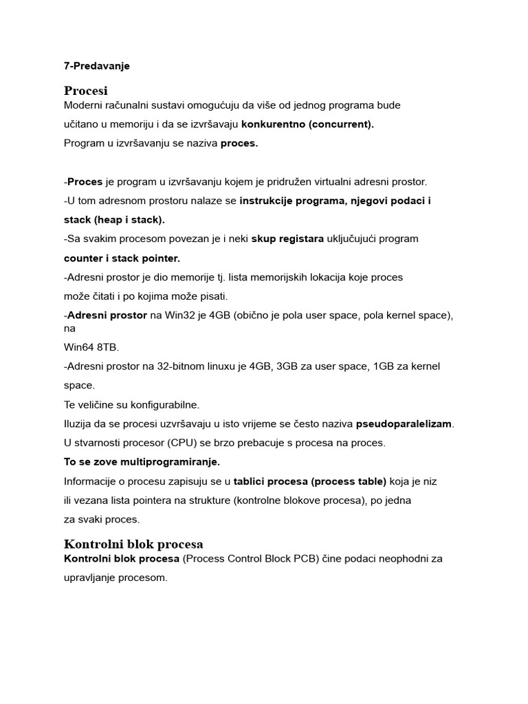 Procesi: 7-Predavanje | PDF
