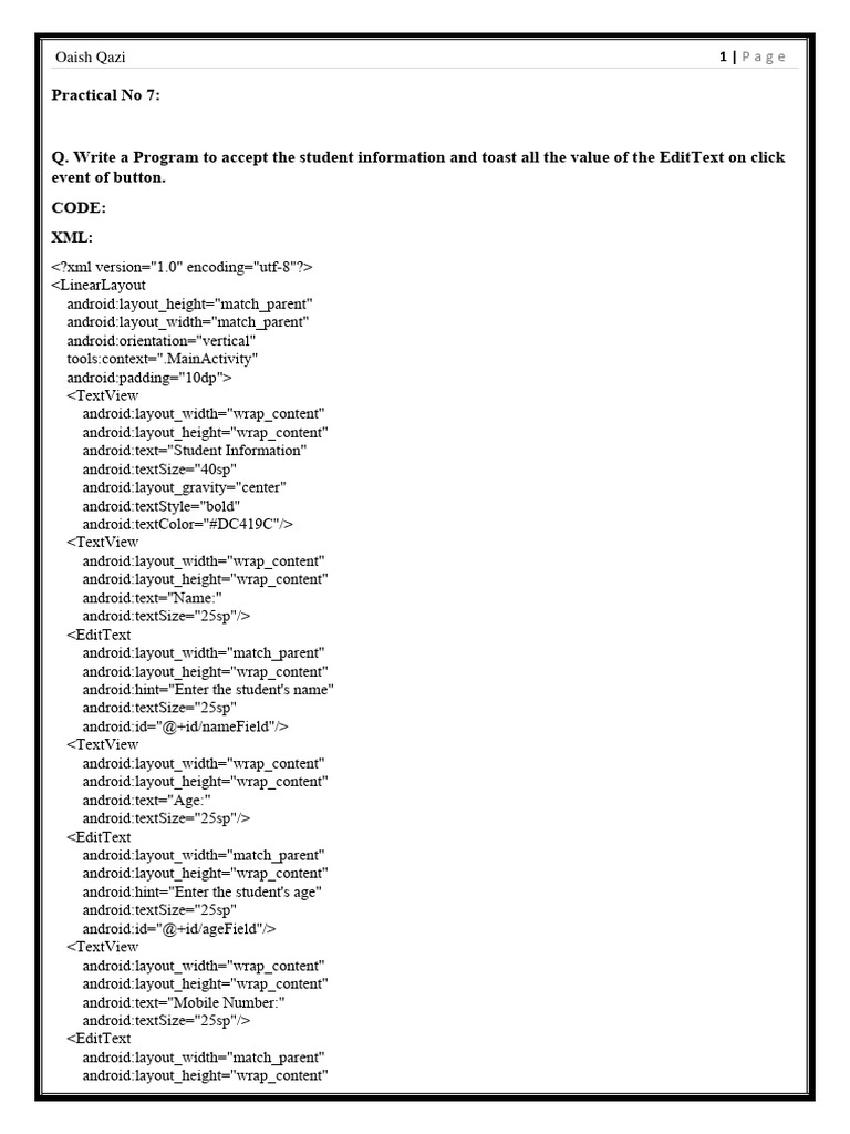MAD Exp 7 | PDF | Android (Operating System) | Java (Programming Language)