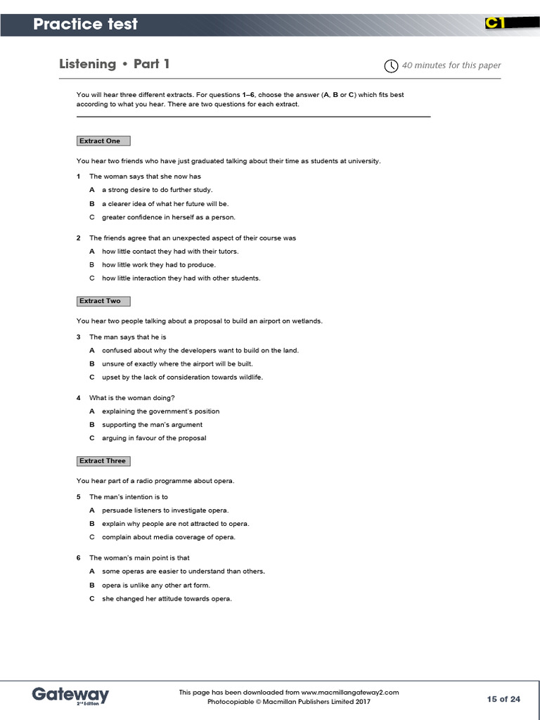 C1 Listening Practice Test PDF | PDF | Behavioural Sciences | Psychology