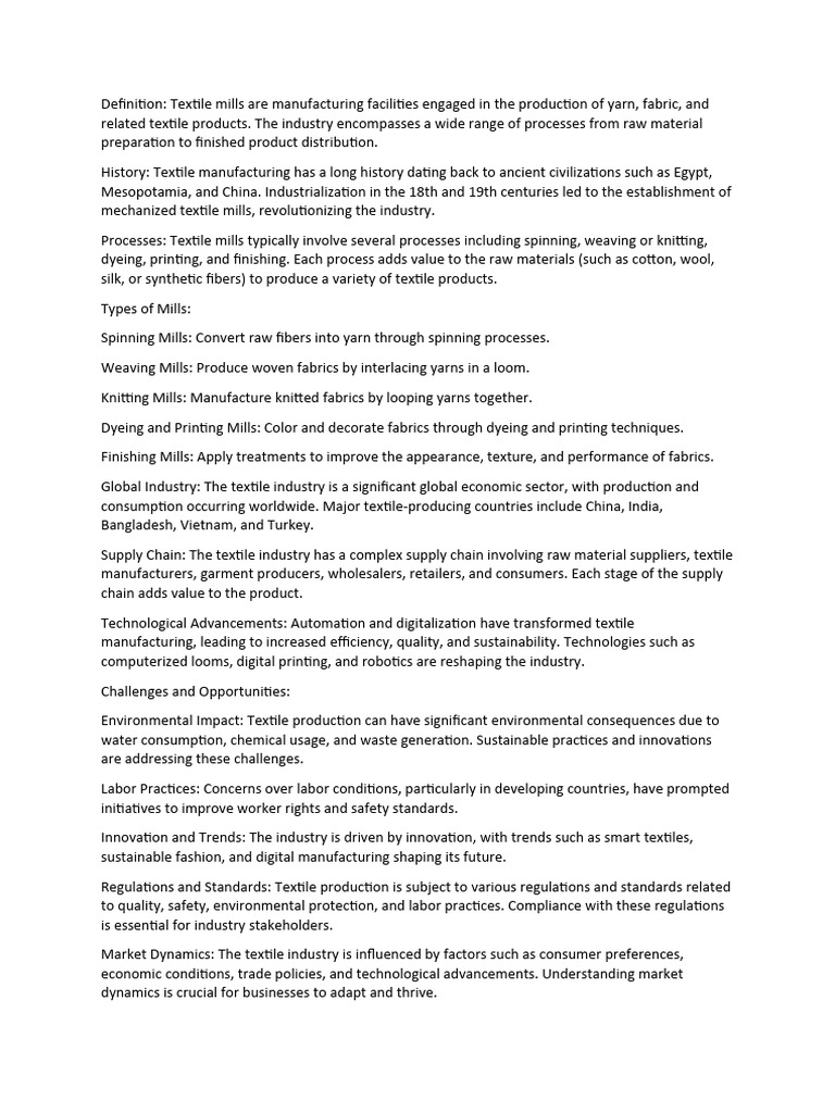 Textile Introduction | PDF | Textiles | Textile Manufacturing