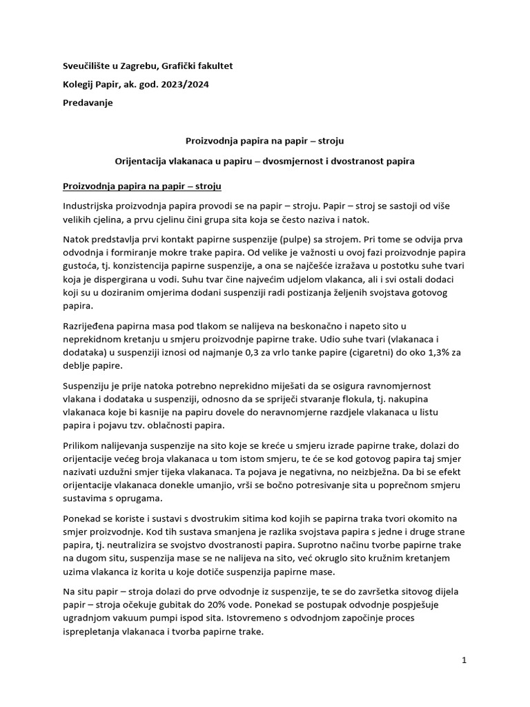 Proizvodnja Papira Na Papir - Stroju, Dvosmjernost I Dvostranost Papira ...