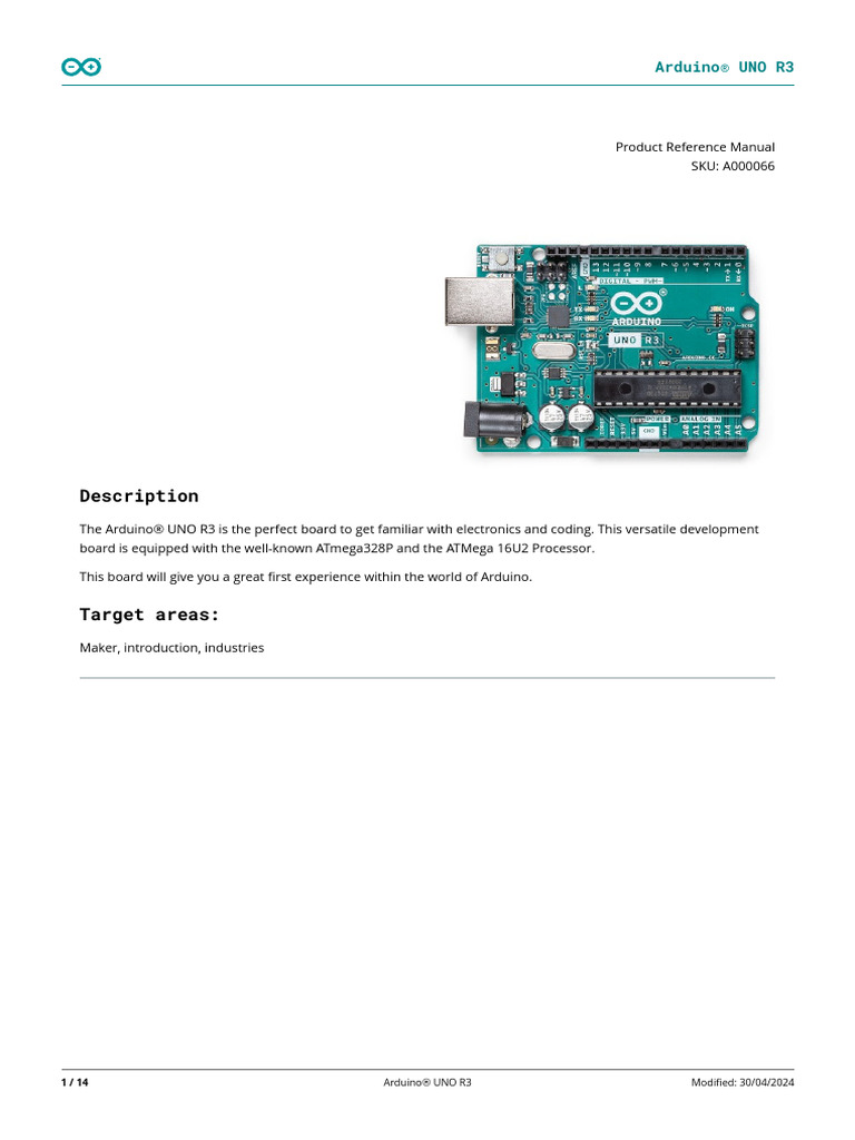 A000066 Datasheet | PDF | Microcontroller | Computer Engineering