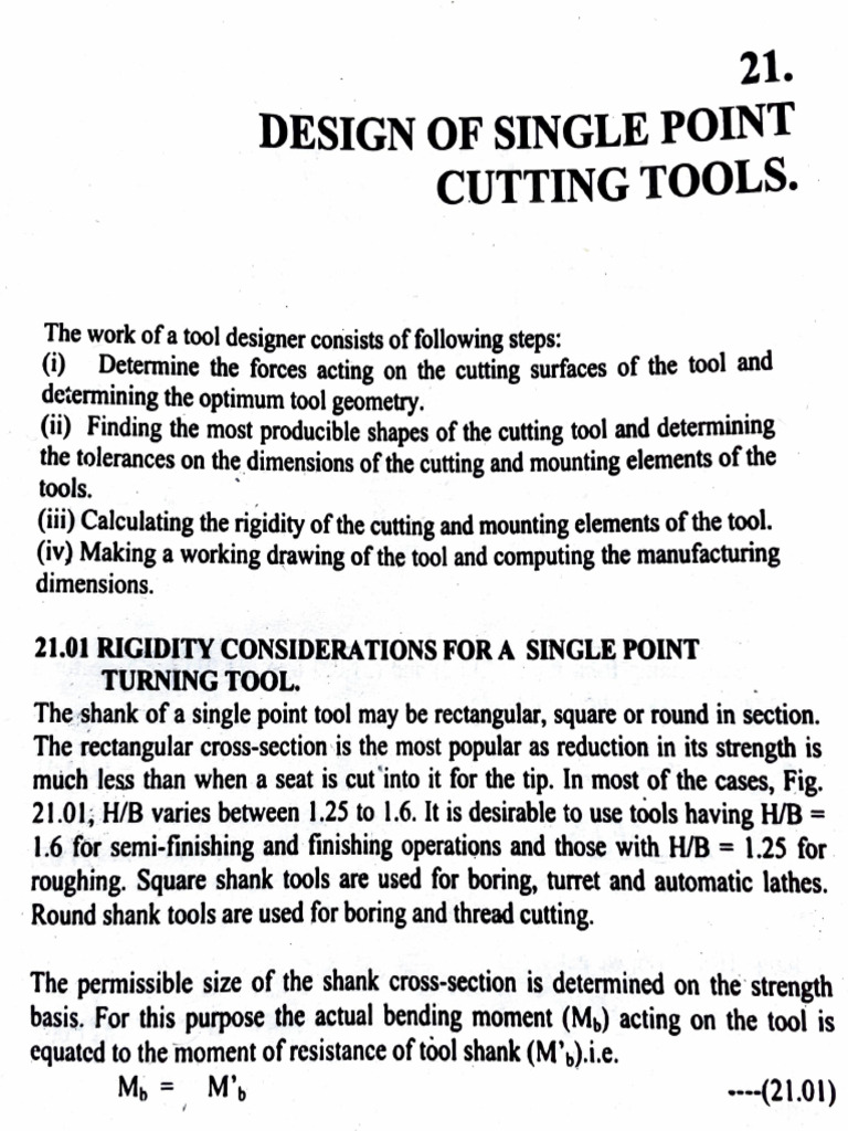 Single Point Cutting Tool Design | PDF | Bending | Materials