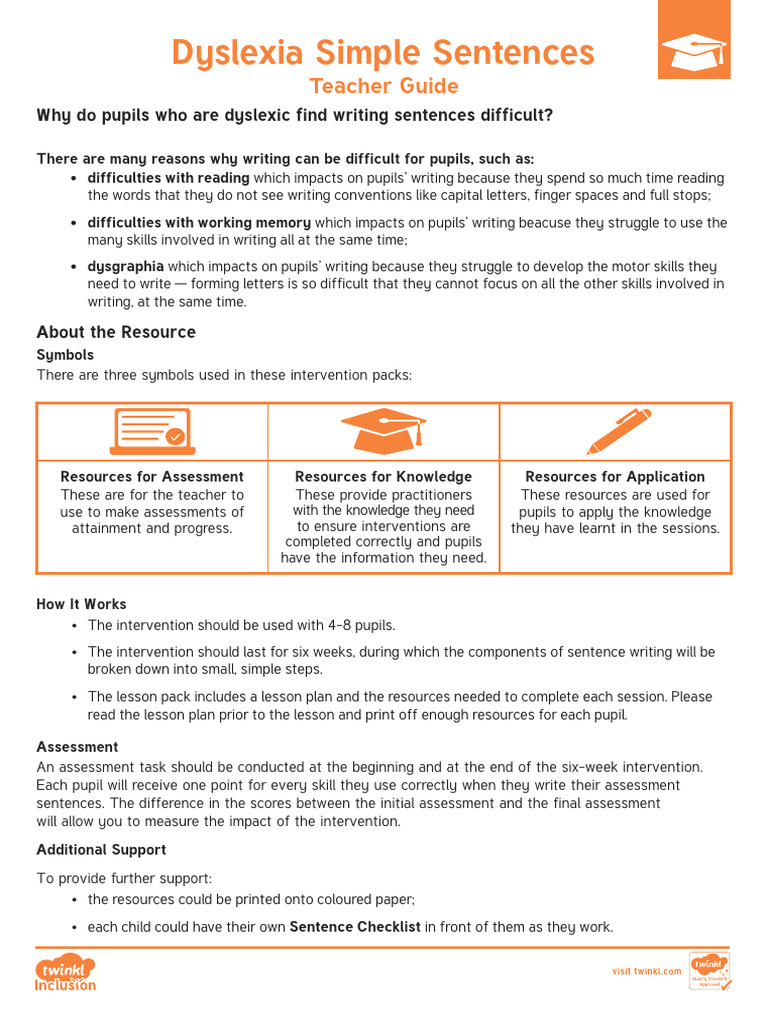 Dyslexia: Overcoming Sentence Writing Challenges | PDF | Dyslexia ...