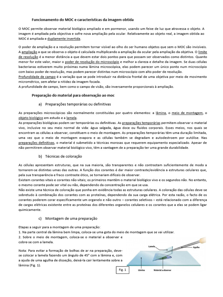 Funcionamento Do MOC | PDF | Microscópio | Célula (Biologia)