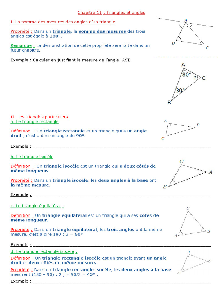 Propriétés des angles dans les triangles | PDF | Triangle | Géométrie