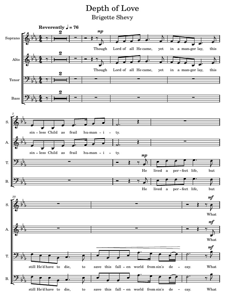 Depth of Love SATB | Download Free PDF | Musical Compositions | Pitch ...