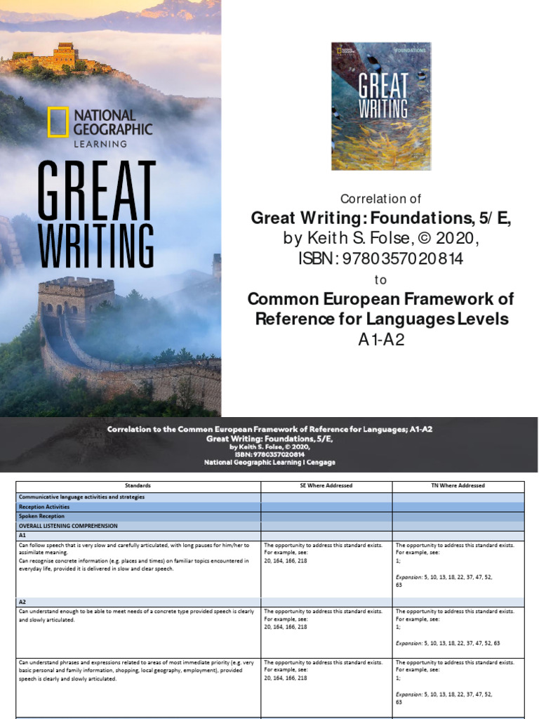 GreatWriting 5E - Foundations - CEFR Correlations | Download Free PDF ...
