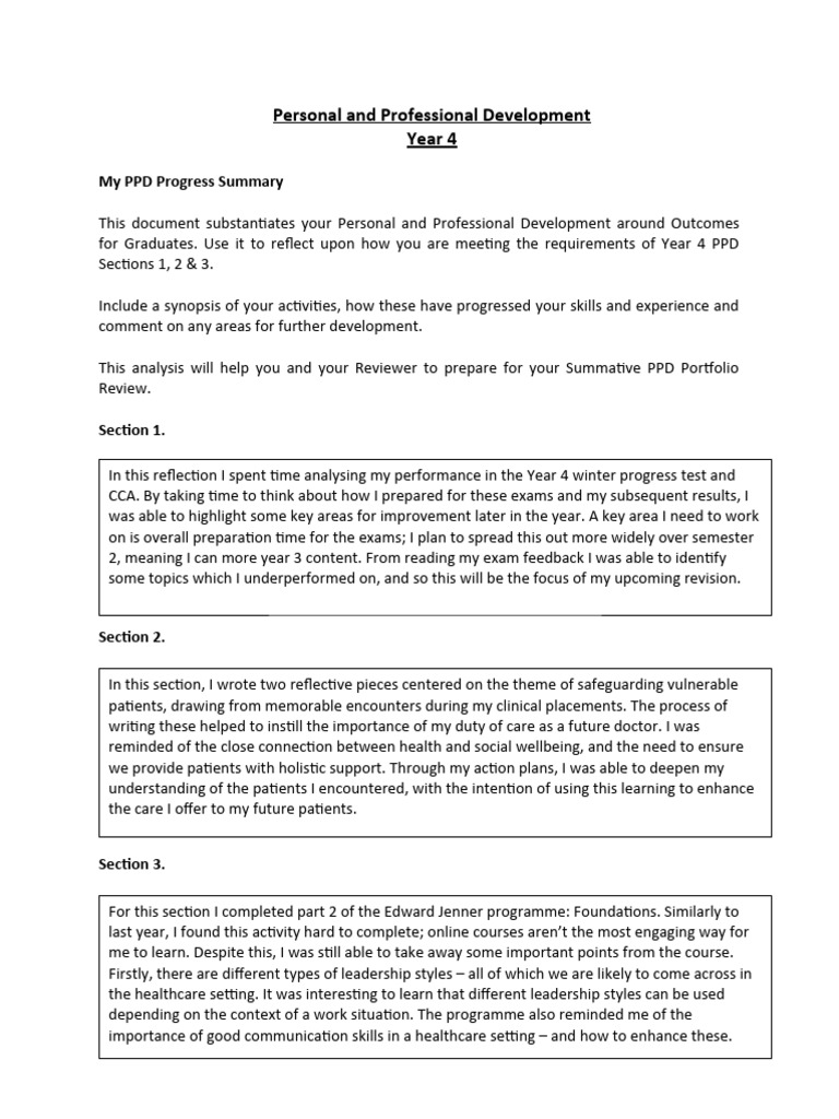 My PPD Progress Summary 2023 4 | PDF | Career & Growth | Business