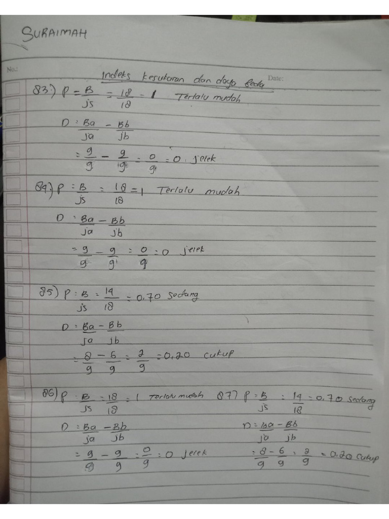 indeks kesukaran dan daya beda | PDF