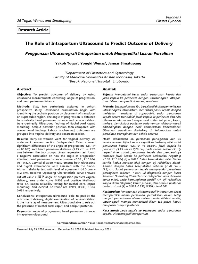 Intrapartum Ultrasound for Delivery Prediction | PDF | Childbirth ...