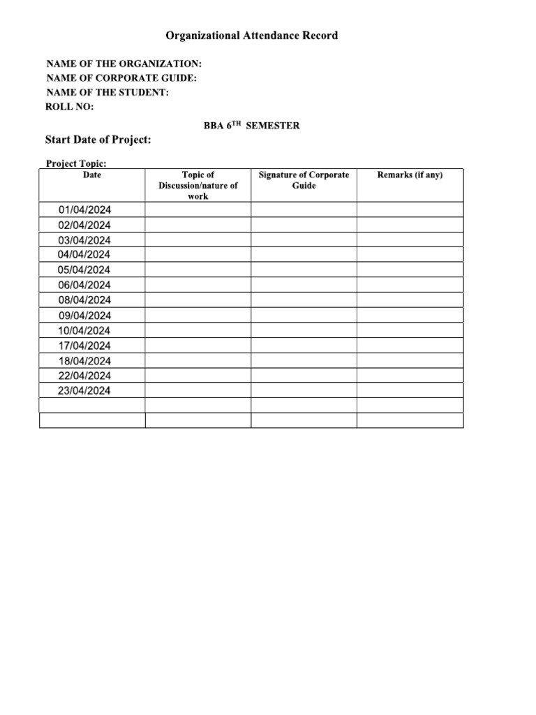 Internship Attendance | PDF