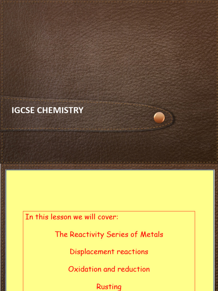 Reactivity Series & Redox in IGCSE Chemistry | PDF | Redox | Rust